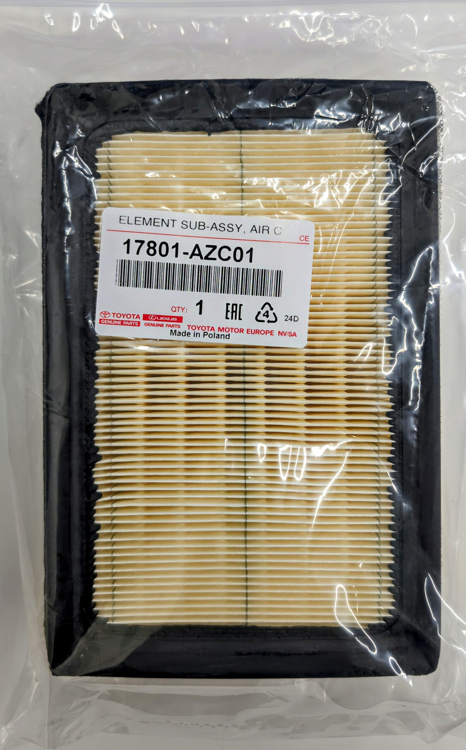 Toyota Air filter 17801-AZC01 - Toyota Parts Direct