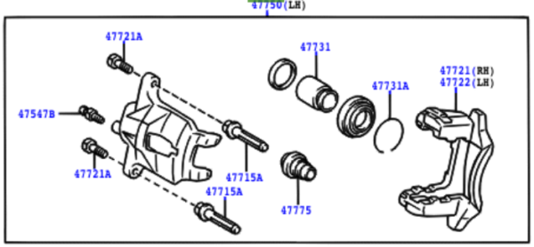 Toyota Celica 1999-2005 Cylinder Assy, Front Disc Brake, RH - Toyota ...