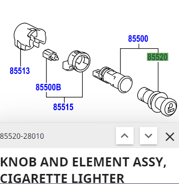 Toyota Rav4 2005-2012 Knob And Element Assy, Cigarette Lighter - Toyota ...