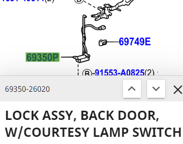Toyota Hiace 1995-2011 Lock Assy, Back Door, W/Courtesy Lamp Switch ...