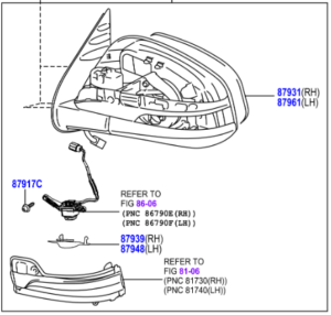 Toyota Hilux 2021-2023 Wing Mirror Assy LH - Toyota Parts Direct