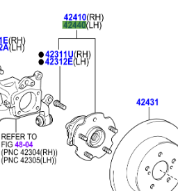 Toyota Rav4 2012-2019 Hub & Bearing Assy, Rear Axle, LH - Toyota Parts ...