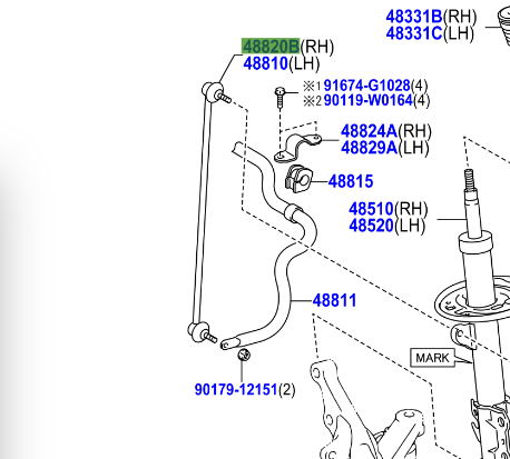 Toyota Yaris/Hybrid 2014-2020 Link Assy, Front Stabilizer, RH - Toyota ...