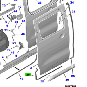 Toyota Proace (2016-Present) Rear Lower Sliding Door Weatherstrips (LH ...