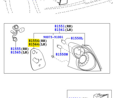 Toyota Yaris 2005-2011 Rear Combination Light Gaskets - Toyota Parts Direct